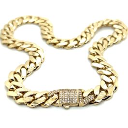 Lant Cuban din Aur Galben 14K Zirconia Crystal Chain